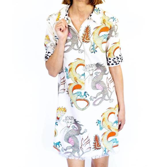 DIZZY-LIZZIE | Dresses | New Dizzylizzie Chatham Dress In Cream Dragon ...